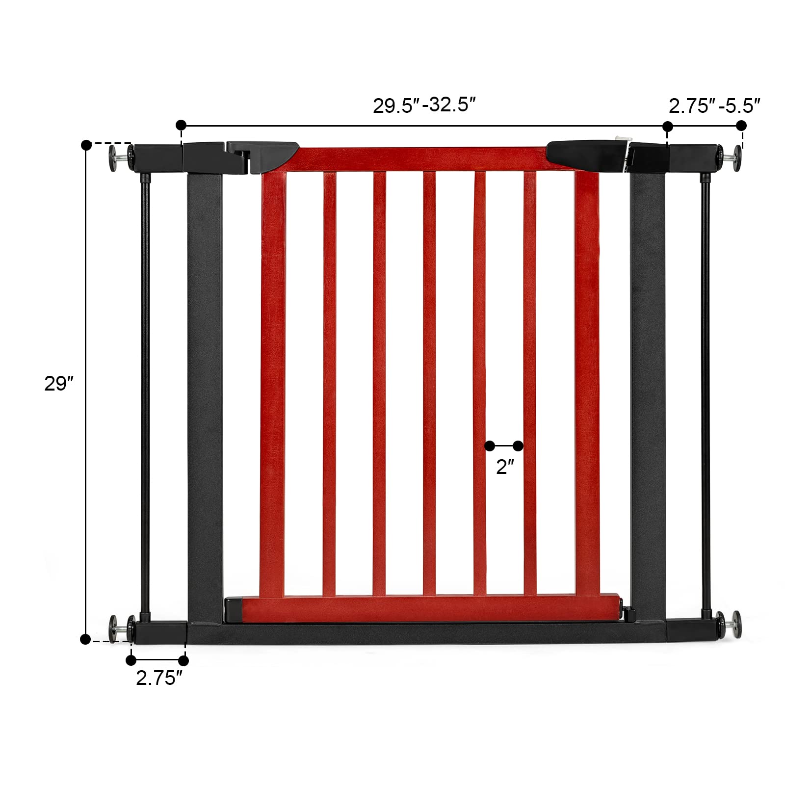 Costzon Baby Safety Gate, 29.5-38’’ Dog Gate for Doorways, Auto Close Pressure Mounted Fits Opening, Kit Easy Walk Through, Extendable Pets Gate Barrier for Stairs, Doorway, Kitchen (Coffee)