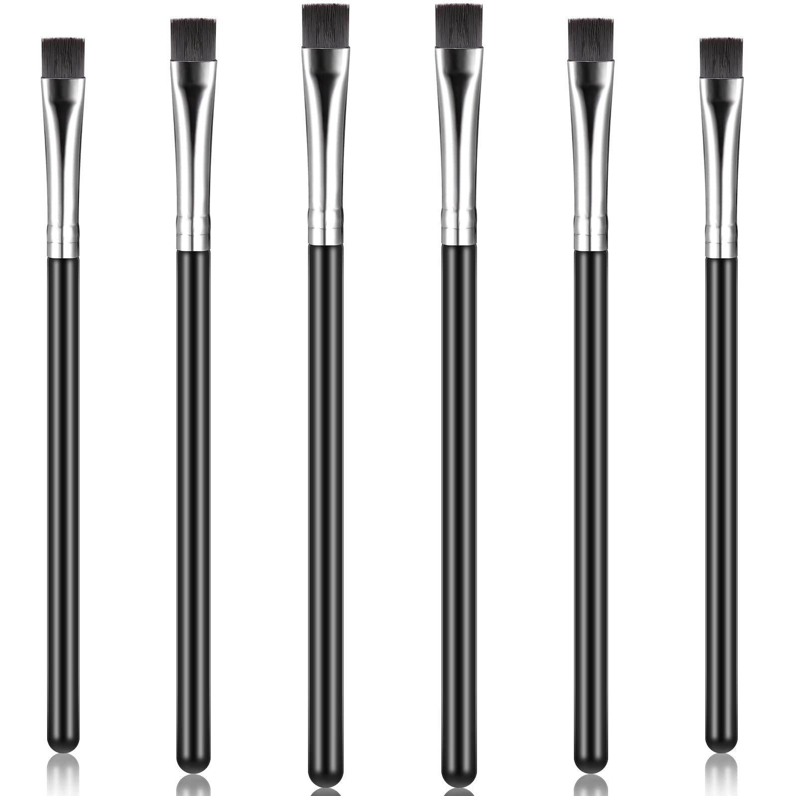 6 Pieces Flat Eyeliner Eyebrow Concealer Brush Small Flat Definer Brow Flat Concealer Brush Firm Stiff Eyeshadow Brush Synthetic Bristle Precision Lash Liner for Defining Shaping Eyebrows Makeup