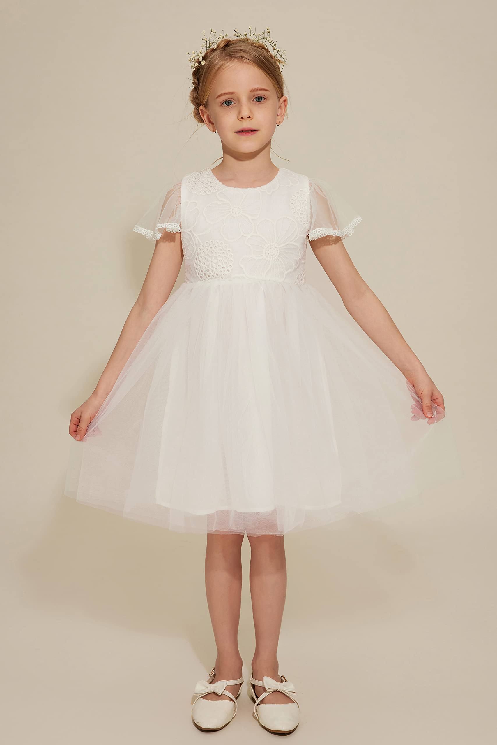 Baby Girl Formal Dresses Lace Dress for Girl Wedding Evening Photograph Dress Size 7 White