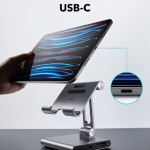 ESR 8-in-1 Portable Stand Hub, USB C Hub with Adjustable Stand, 100W PD Charging, 2 USB 3.0 Ports, 4K HDMI, 3.5-mm Jack, SD/microSD Card Slots, Compatible with iPad 10, iPad Pro, and Other USB-C iPads