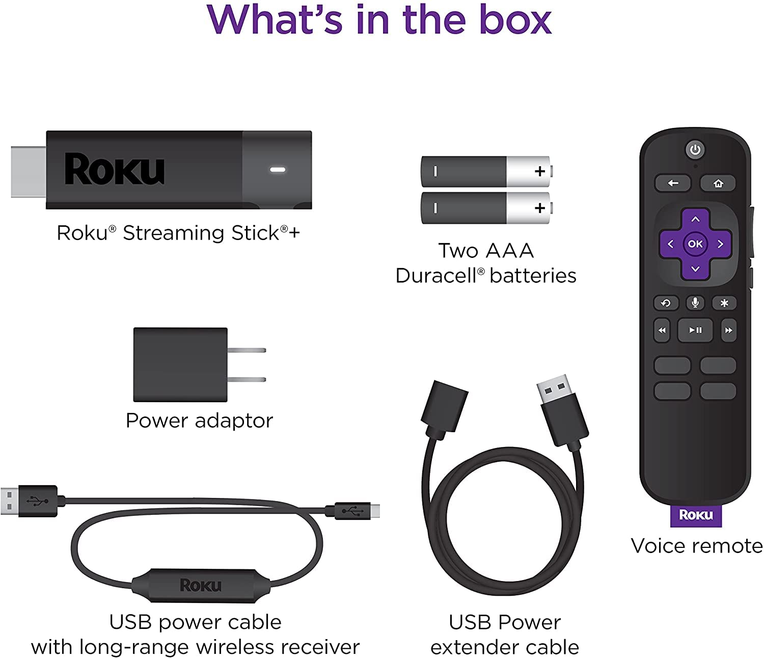 Roku Streaming Stick+ Streaming Device with Long-Range Wireless and Roku Voice Remote with TV Controls HD/4K/HDR & Bundle Swanky Cables HDMI Cable (Roku Streaming Stick), 3810-R