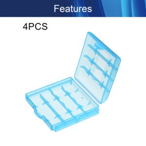 4Pcs 4 x AA Battery Storage Case Holder Organizer Box Blue,Aicosineg