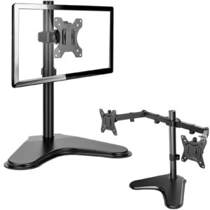 huanuo bundle – 2 items: huanuo single monitor stand for 13 to 32 inch monitor and dual monitor stand for 13 to 32 inch two monitor freestanding desk stan