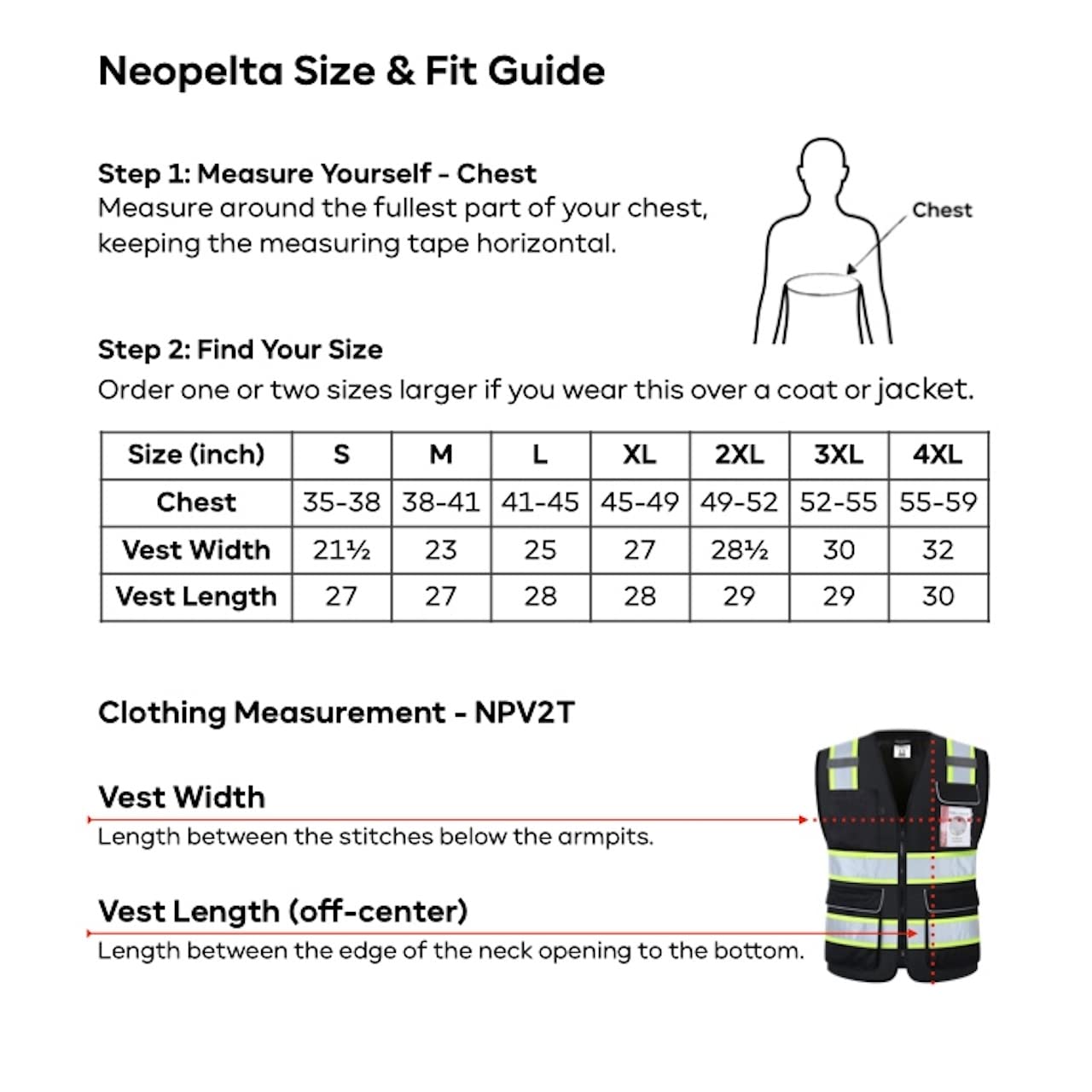 Neopelta Reflective Safety Vest Black Mesh, High Visibility Vest with Pockets and Zipper, Padded Neck, Black with Yellow Trim L