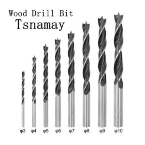 Tsnamay 7mm Wood Drill Bit 3 Point Woodworking Drill 5pcs