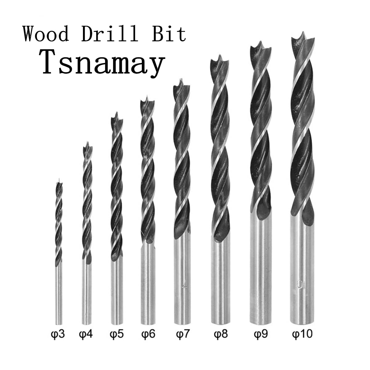 Tsnamay 7mm Wood Drill Bit 3 Point Woodworking Drill 5pcs