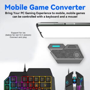 Bluetooth Keyboard and Mouse Converter for Smartphone, Wireless Low Latency USB Game Controller Converter for Android and iOS Smartphone/Tablet