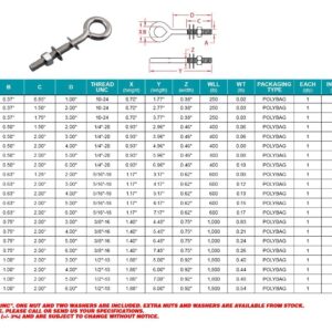 WELDED EYE BOLT 304 STAINLESS STEEL 1/4" X 6" (S0312-07150)