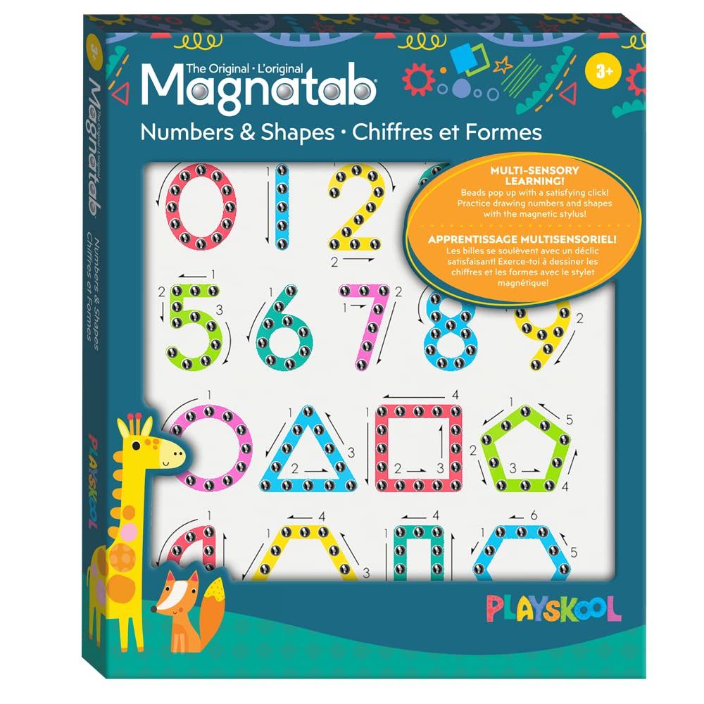 Playskool Magnatab — Numbers and Shapes — Magnetic Board Toy Letter Tracing for Toddlers Learning and Sensory Drawing — for Kids Ages 3 and Up