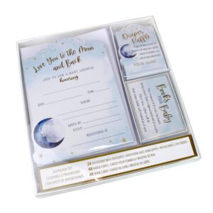 Lillian Rose"Love You to The Moon and Back" Baby Shower Invitation Set,Blue,24BS620 in