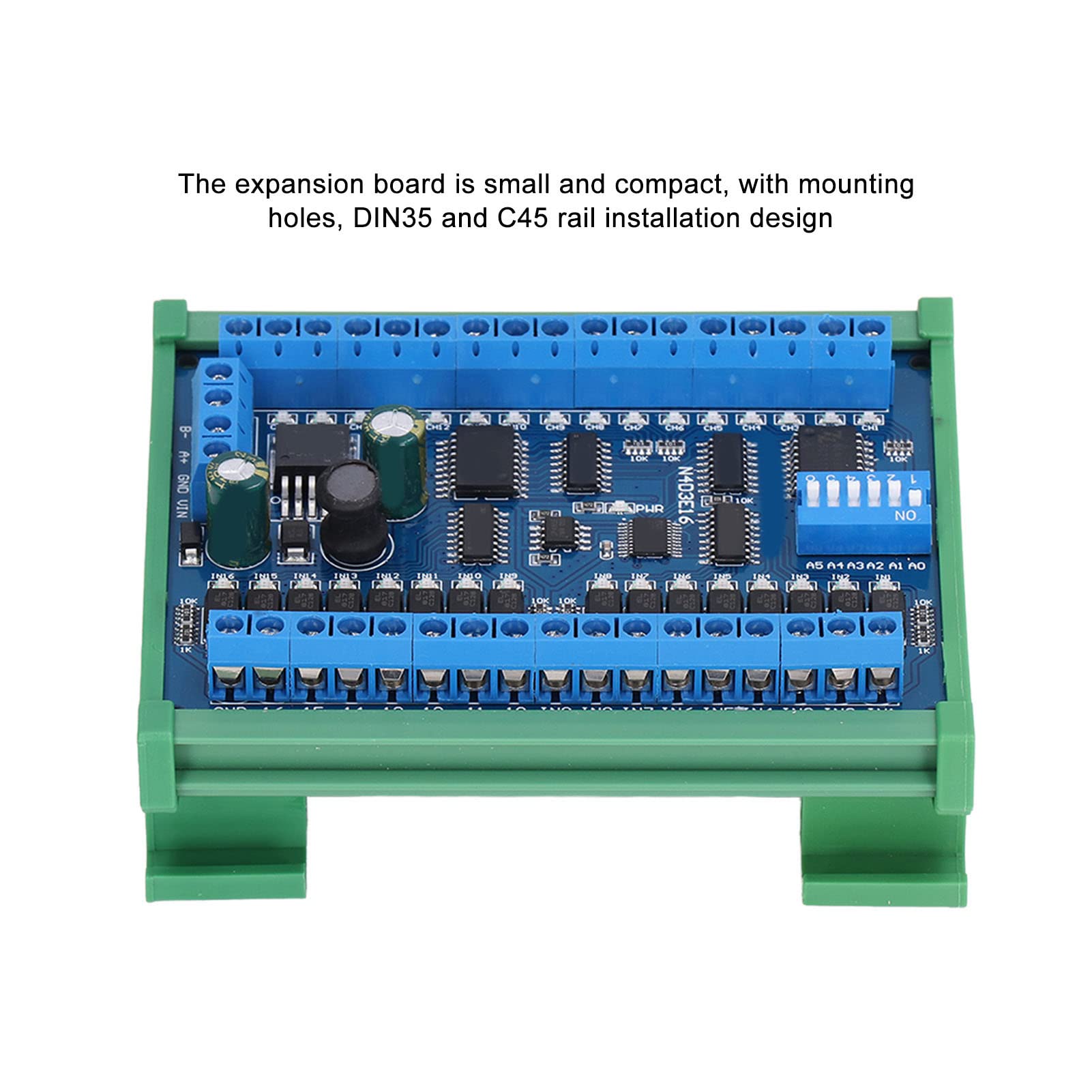 16 Input 16 Output Expansion Board RS485 16 Channel Remote Control Switch Module PLC IO Module DC 6.5‑30V for Smart Home(with Shell)