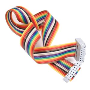 bettomshin rainbow color flat ribbon cable, 2pcs 14pin 30cm/11.81inch idc wire cable for 2.54mm/0.1inch pitch connectors