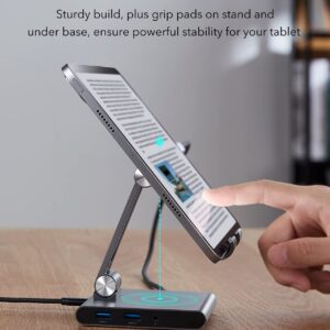 ESR 8-in-1 Portable Stand Hub, USB C Hub with Adjustable Stand, 100W PD Charging, 2 USB 3.0 Ports, 4K HDMI, 3.5-mm Jack, SD/microSD Card Slots, Compatible with iPad 10, iPad Pro, and Other USB-C iPads