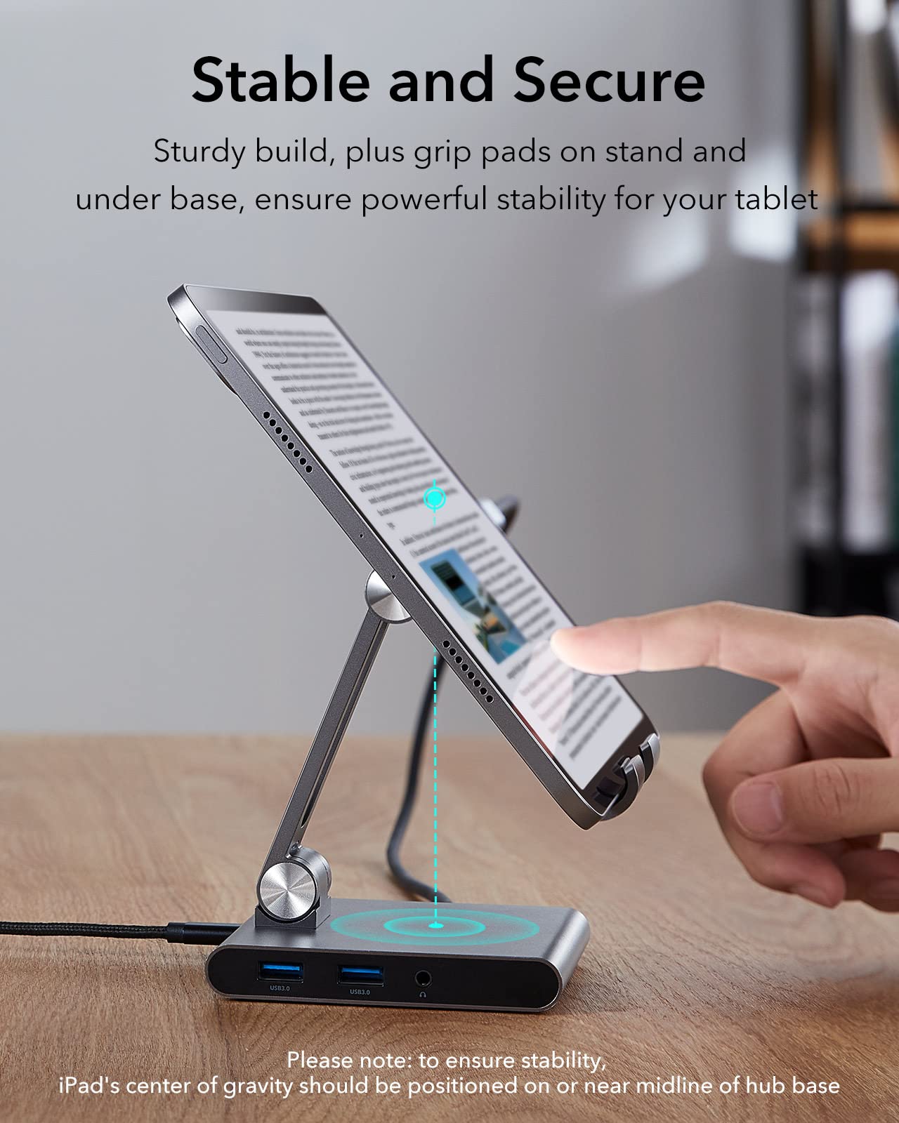 ESR 8-in-1 Portable Stand Hub, USB C Hub with Adjustable Stand, 100W PD Charging, 2 USB 3.0 Ports, 4K HDMI, 3.5-mm Jack, SD/microSD Card Slots, Compatible with iPad 10, iPad Pro, and Other USB-C iPads