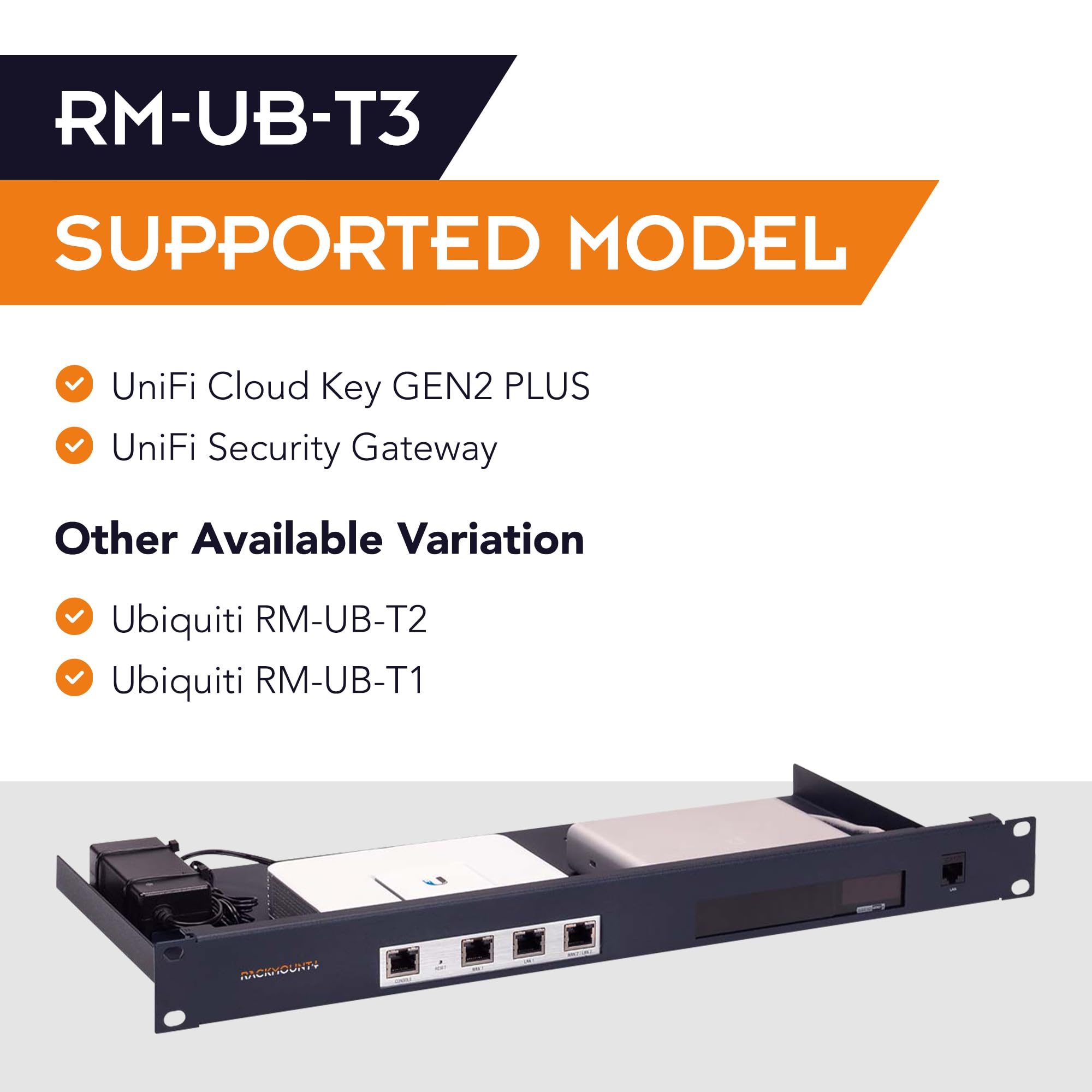 Rack Mount Kit for Ubiquiti UniFi Cloud Key GEN 2 + USG (RM-UB-T3)