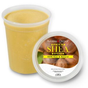 aroma depot raw african shea butter 32 oz yellow grade a 100% pure natural unrefined fresh moisturizing, ideal for dry and cracked skin. can be use in body, hair and face.