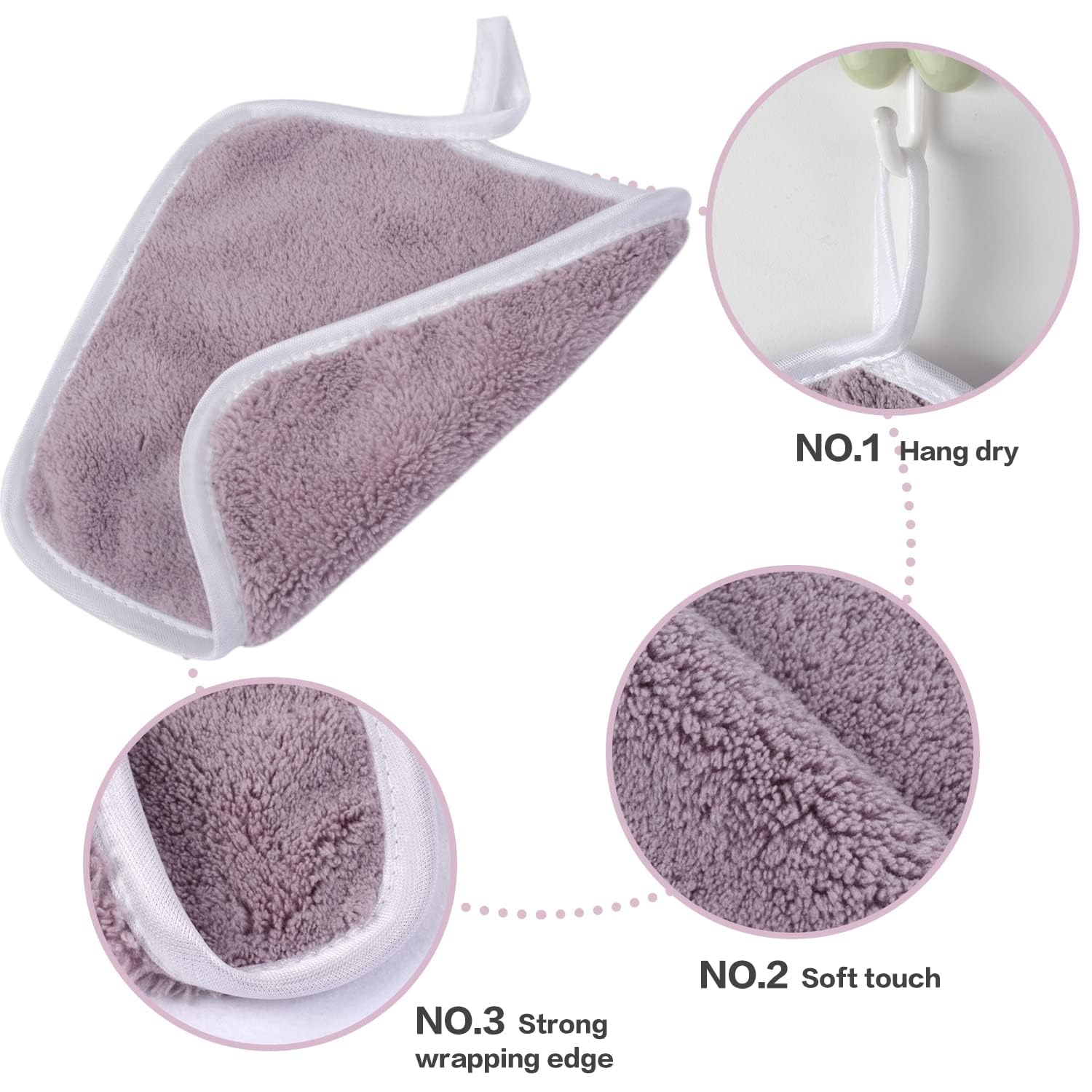 SINLAND Microfiber Makeup Remover Cloths 12 Pack Reusable Makeup Remover Pads Facial cloths Face Washcloths with Mesh Bag 6 x 6inch Purple