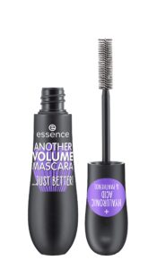 essence | another volume mascara...just better! | volumizing & defining with hyaluronic acid & panthenol | vegan & cruelty free | made without oil, parabens & microplastic particles