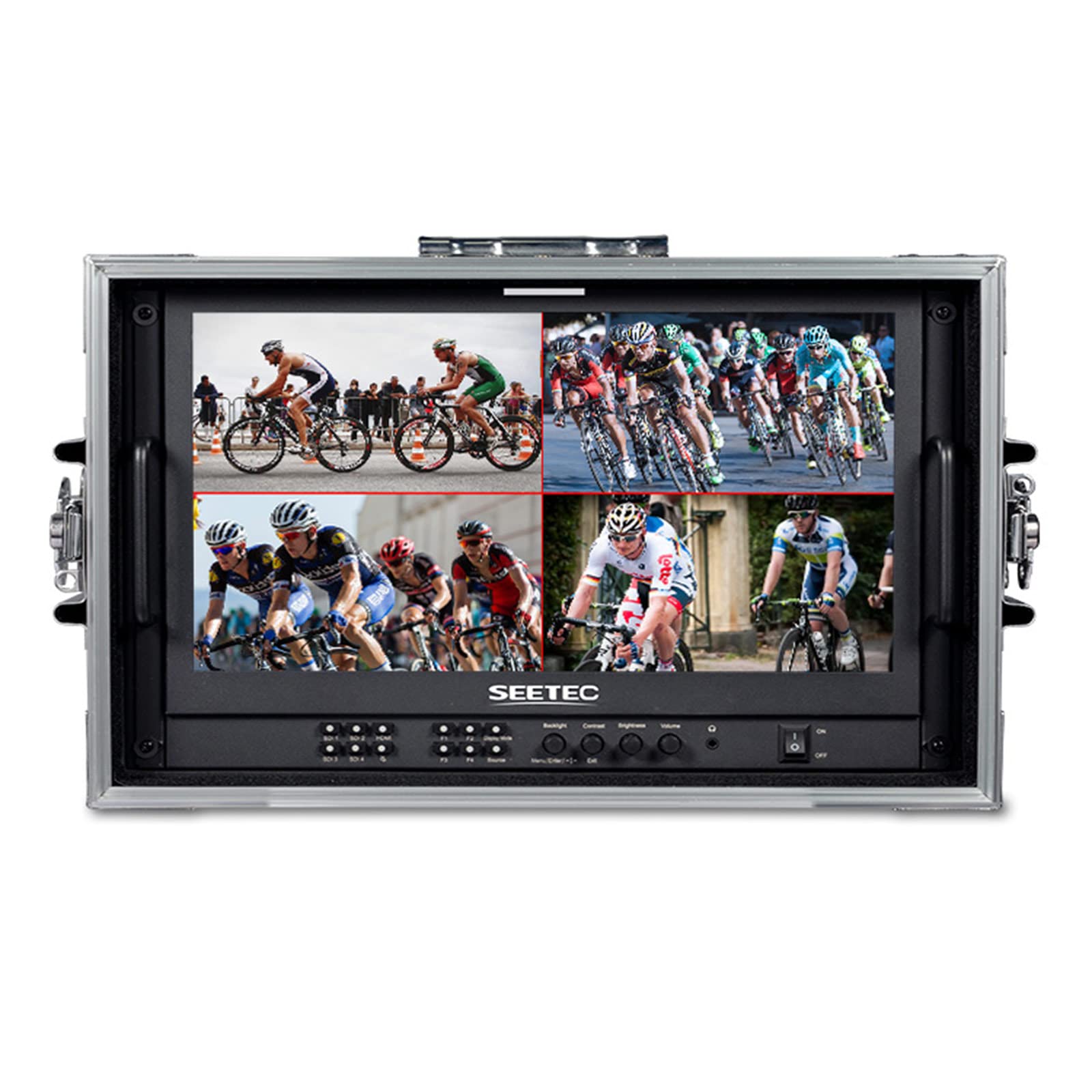 SEETEC ATEM156S-CO 15.6 inch Multi-Camera Broadcast Monitor,Real-time multiview Monitoring 4X3G-SDI NI/Out HDMI Full HD 1920x1080 with Portable Aluminum case