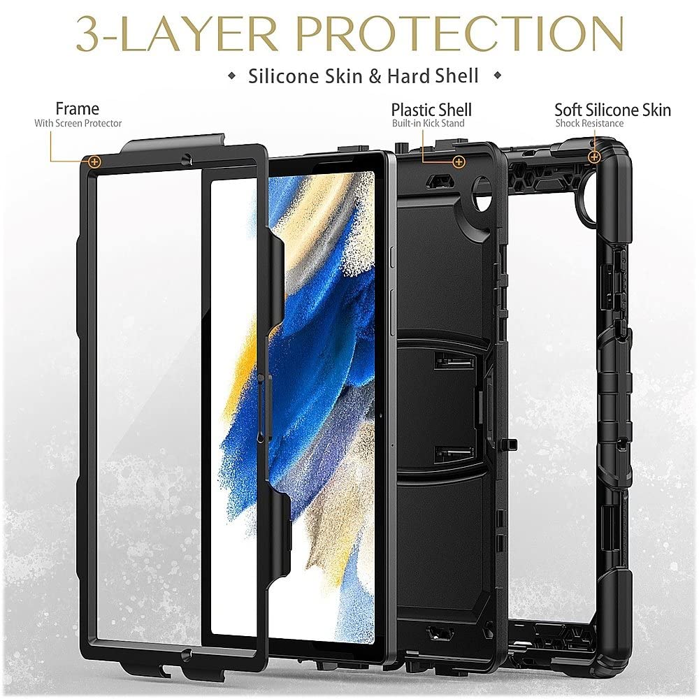 SaharaCase Defence Series Case for Samsung Galaxy Tab A8 10.5 Inch (2021) [Shockproof Bumper] Rugged Protection Antislip Integrated Kickstand - Black