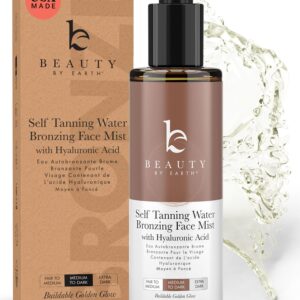 Beauty by Earth Self Tanning Face Mist - Medium to Dark Fake Tan Face Tanning Spray - Sunless Tanning Spray Facial Tanner - Face Tan Spray - Tanning Water Spray - Face Tanner Mist