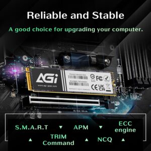 AGI 1TB AI198 Internal SSD, PCIe NVMe M.2 Gen3x4 SLC Caching 3D TLC NAND Flash Internal Solid State Drive SSD (R/W Speed up to 2100/1700 MBs) PC/Laptop Memory and Storage Upgrade