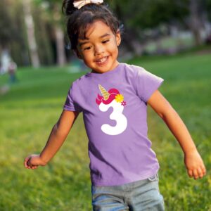 3rd Birthday Girl Outfit Unicorn 3 Year Old Toddler Third Birthday Girl Shirt 3t (4 Years, Purple)