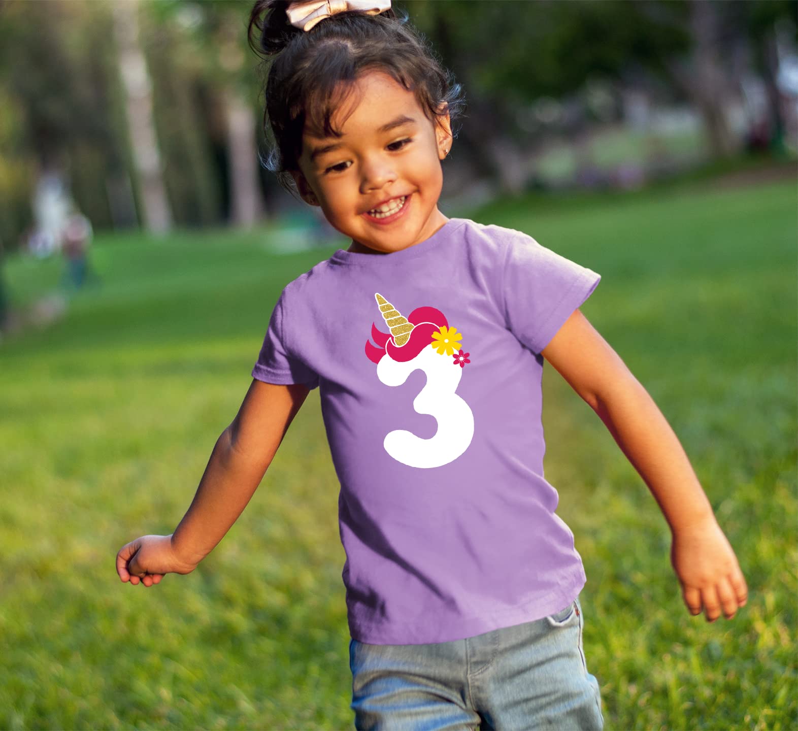 3rd Birthday Girl Outfit Unicorn 3 Year Old Toddler Third Birthday Girl Shirt 3t (4 Years, Purple)