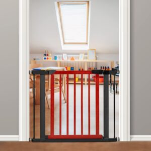 costzon baby safety gate, 29.5-38’’ dog gate for doorways, auto close pressure mounted fits opening, kit easy walk through, extendable pets gate barrier for stairs, doorway, kitchen (coffee)