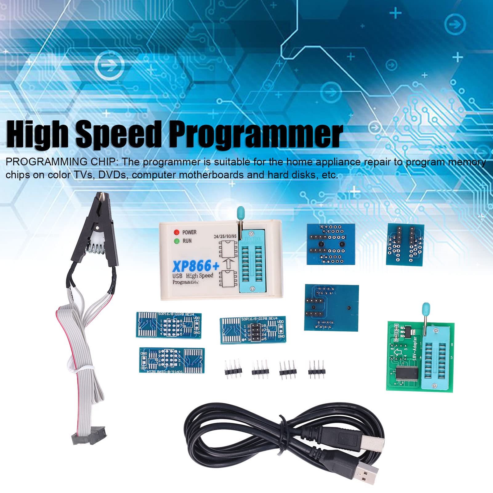 High Speed USB Programmer Kit XP866 SPI Flash Programmer Module BIOS Chip USB Programming Kit for 24 25 93 EEPROM