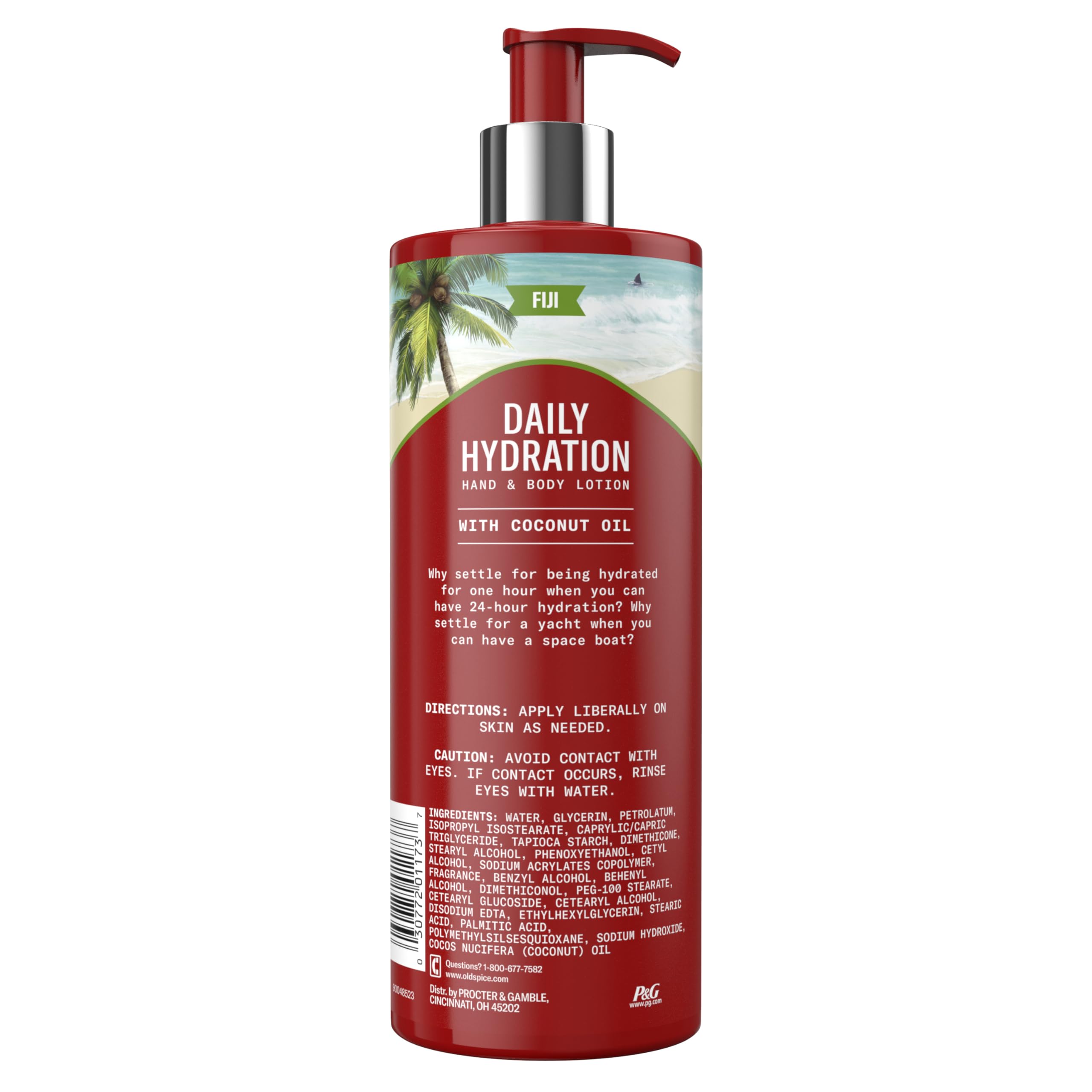 Old Spice Daily Hydration Hand & Body Lotion for Men, Fiji with Coconut Oil, 16 oz, Pack of 4