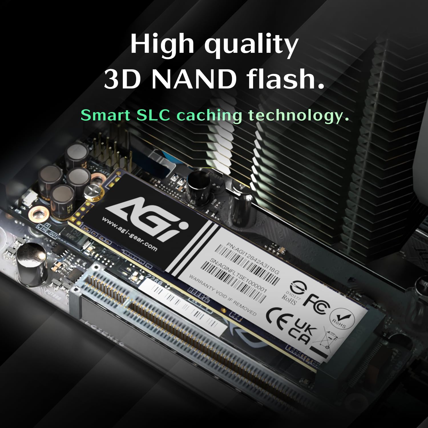 AGI 512GB AI198 Internal SSD, PCIe NVMe M.2 Gen3x4 SLC Caching 3D TLC NAND Flash Internal Solid State Drive SSD (R/W Speed up to 2100/1550 MBs) PC/Laptop Memory and Storage Upgrade