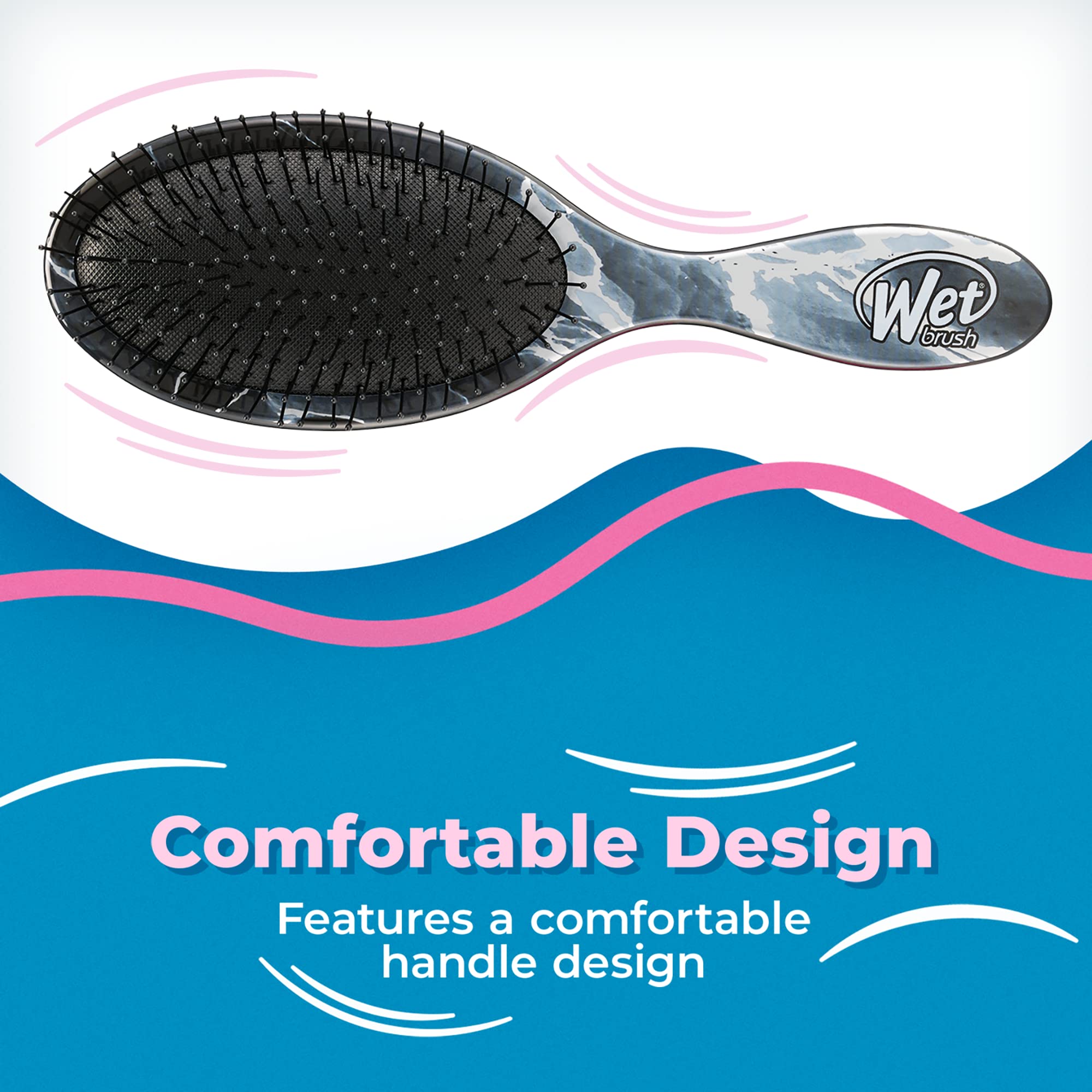 Wet Brush Original Detangler Brush - Metallic Marble, Onyx - All Hair Types - Ultra-Soft IntelliFlex Bristles Glide Through Tangles with Ease - Pain-Free Comb for Men, Women, Boys and Girls