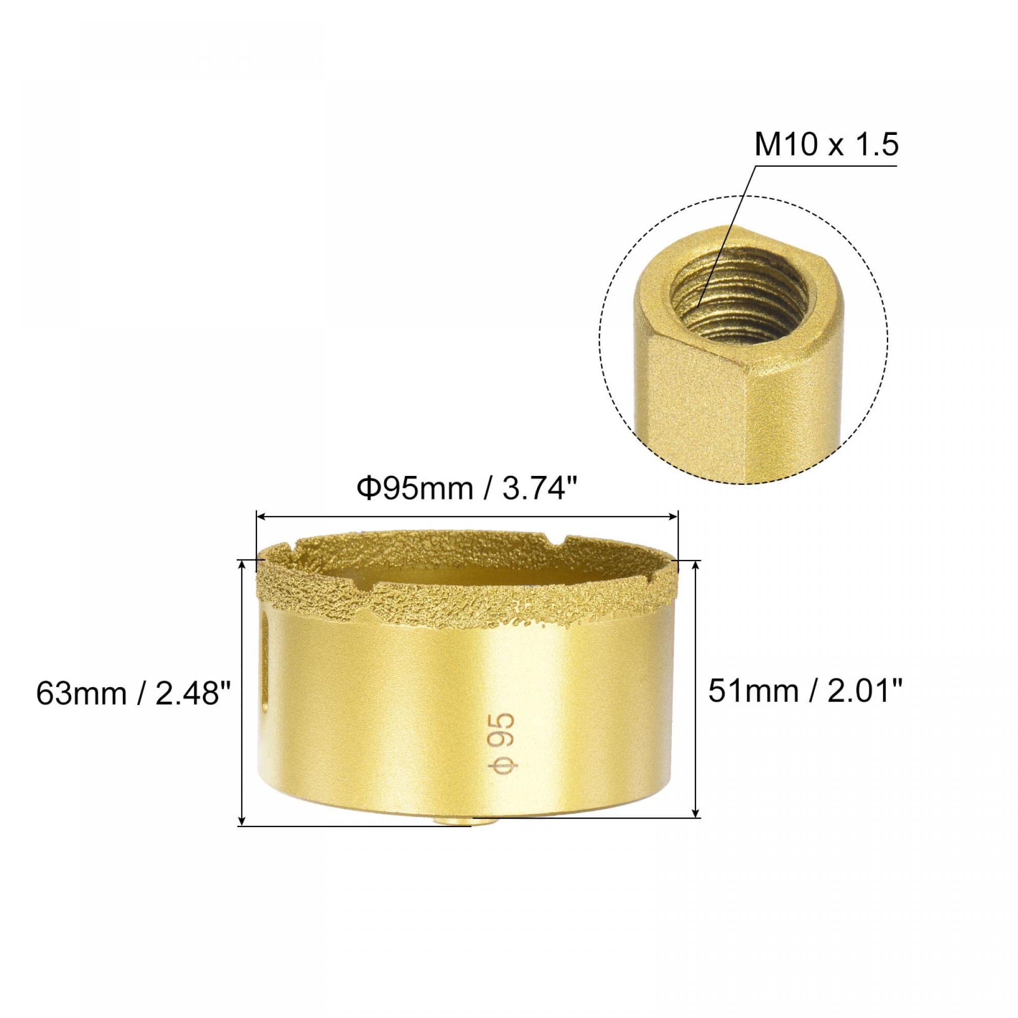 uxcell Brazed Diamond Core Drill Bits 95mm Hole Saws with M10 Arbor Adapter for Porcelain Tile Marble Concrete Stone Brick