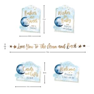 Lillian Rose"Love You to The Moon and Back" Baby Shower Decoration Signs and Bunting,Blue