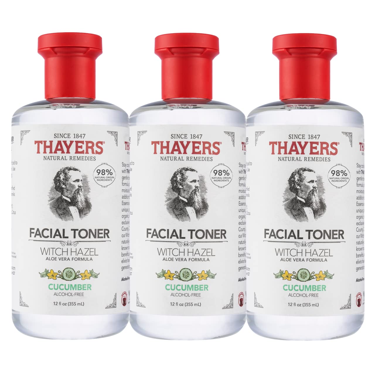 THAYERS Alcohol-Free Cucumber Witch Hazel Toner with Aloe Vera Pack of 3