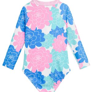 American Trends Toddler One Piece Swimsuits Girl Rash Guard Long Sleeve Zipper Bathing Suits for Girls Colorful Flower 4-5 Years