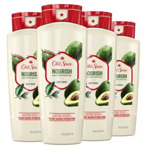 old spice men's body wash nourish with avocado oil, 16 oz (pack of 4)