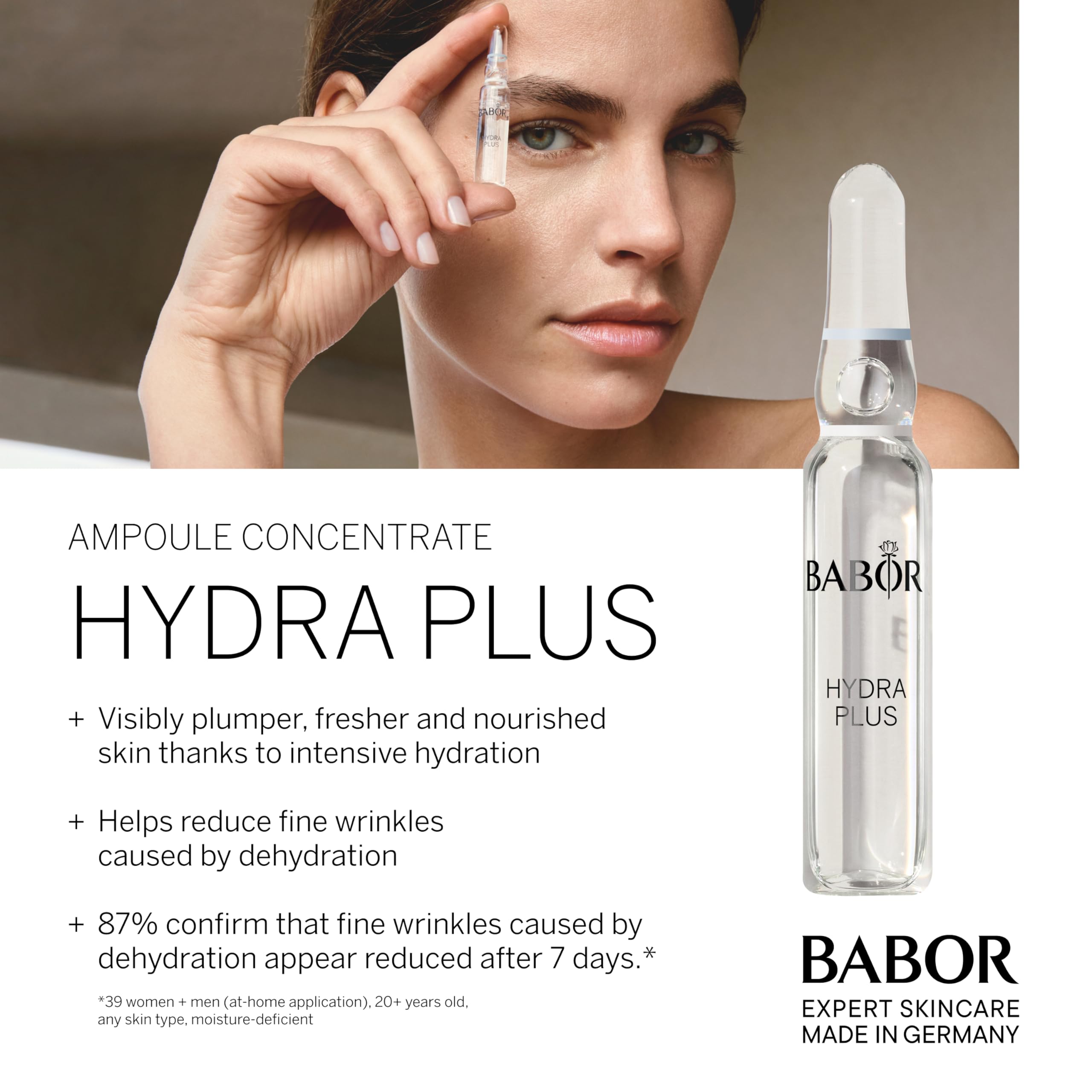 BABOR Hydra Plus Ampoule Concentrate, Moisturizing Skincare Capsule, Hyaluronic Acid Serum, Deeply Nourish to Plump and Smooth Skin, Anti Aging Serum 7 Day Treatment