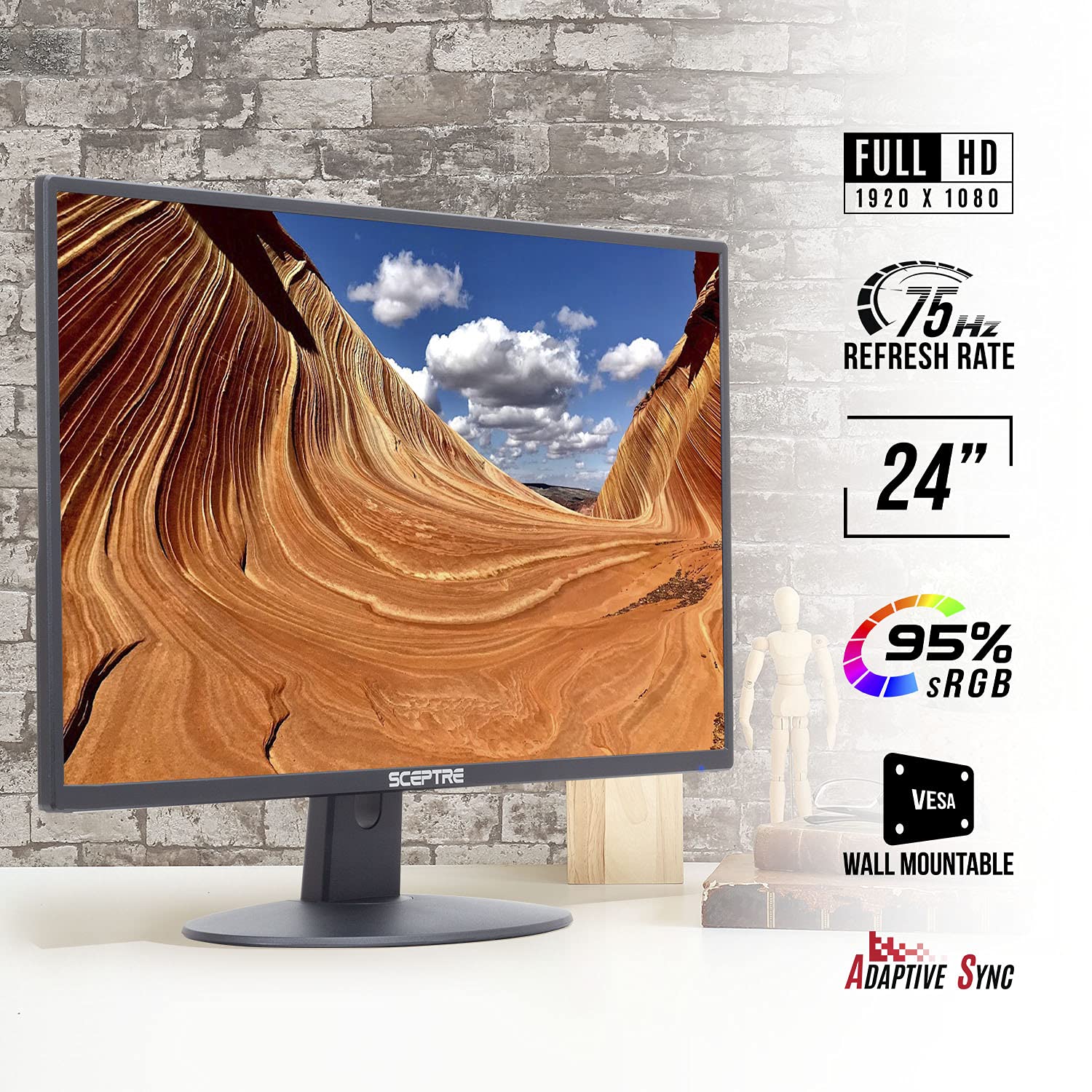 Sceptre 22-Inch 75Hz Full HD LED Monitor 24-inch 99% sRGB Full HD LED Monitor