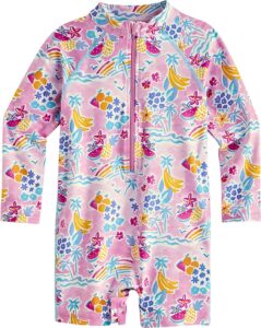 coolibar upf 50+ baby kohala neck-to-knee swimsuit - sun protective (12-18 months- tropical orchid sweet vacay)