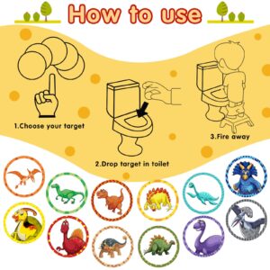 120 Pcs Toilet Targets for Boys Training Flushable Dinosaur Targets Potty Training Boys Pee Targets for Boys Training Toilet Target Stickers Dinosaur Potty Training Seat for Boys Training Use