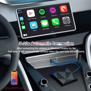 Wireless CarPlay Adapter for iPhone - 2022 Upgrade Wired to Wireless Apple Carplay Dongle, 5GHz WiFi, Low Latency, Easy-to-Install, Plug & Play (U2-Air)