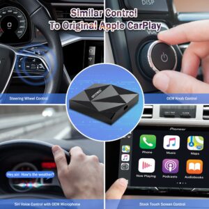 Wireless CarPlay Adapter for iPhone - 2022 Upgrade Wired to Wireless Apple Carplay Dongle, 5GHz WiFi, Low Latency, Easy-to-Install, Plug & Play (U2-Air)