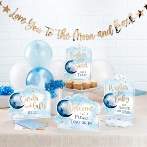 Lillian Rose"Love You to The Moon and Back" Baby Shower Decoration Signs and Bunting,Blue