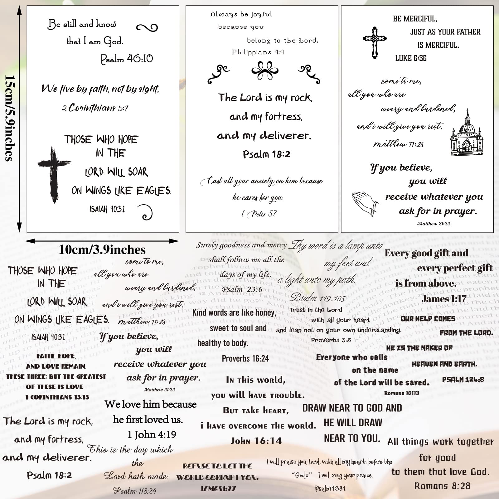 Leelosp 16 Sheet Bible Verses Temporary Christian Quotes Temporary Inspirational Quotes for Adults Women Boys Girls