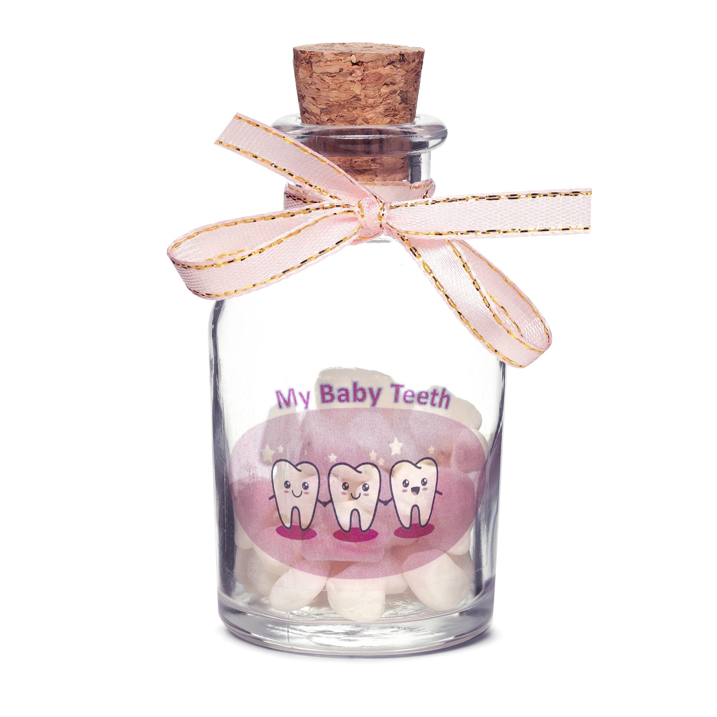 Baby Teeth Keepsake Tooth Fairy Glass Holder for Boy Girl | Birthday Gift and Baby Shower Blue