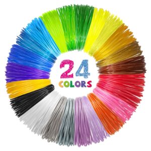 24 colors 3d pen filament. includes 20 vibe colors and 4 glow in dark colors. 10 feet, 1.75mm each. pla kids safe refill