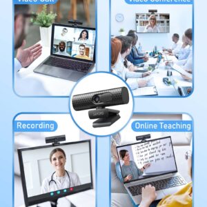 SAMOMO Webcam with Dual Microphones, 1080P Full HD Computer Camera for Laptop/Desktop, Autofocus, Privacy Cover, Auto Light Correction, USB Web Cam for Video, Teaching, Streaming and Gaming