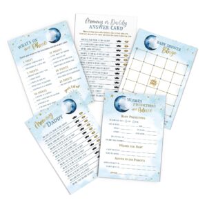 lillian rose"love you to the moon and back" baby shower game set,blue